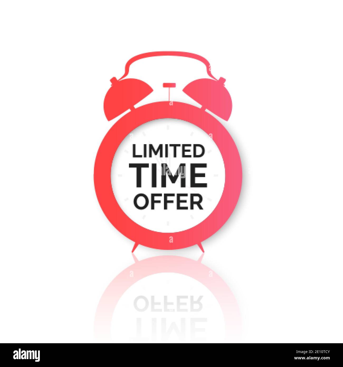 Alarm clock with special offer on dial. Limited time offer banner. Big ...