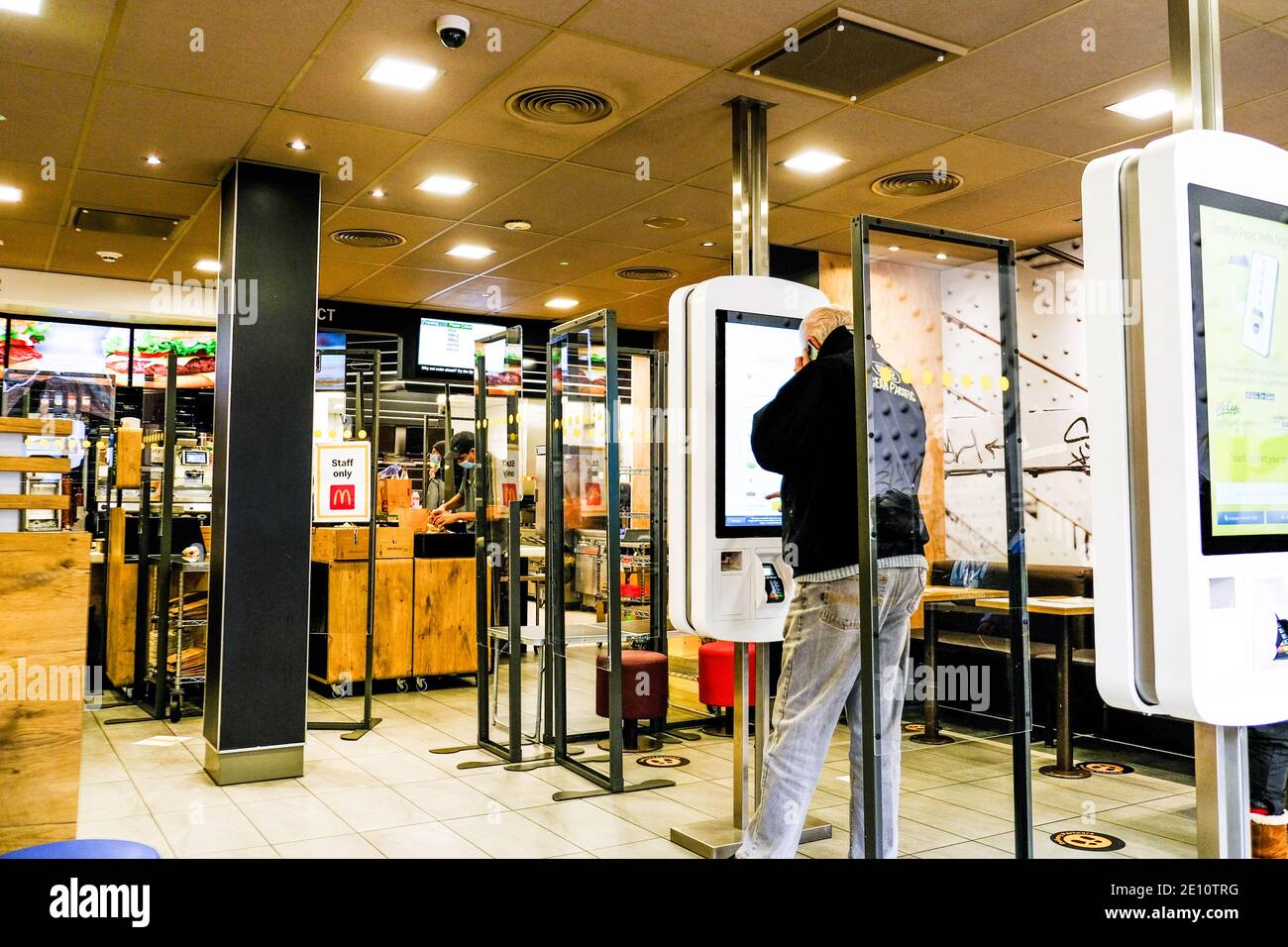 Epsom, London UK, January 03 2021, Mc Donalds Fast Food Burger And ...
