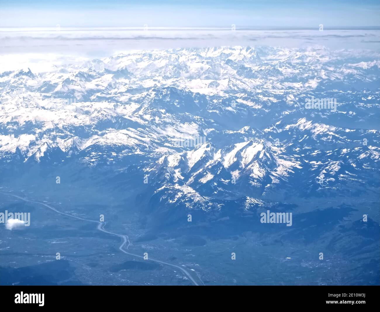 Aerial view of the italian alps seen from an airplane Stock Photo - Alamy