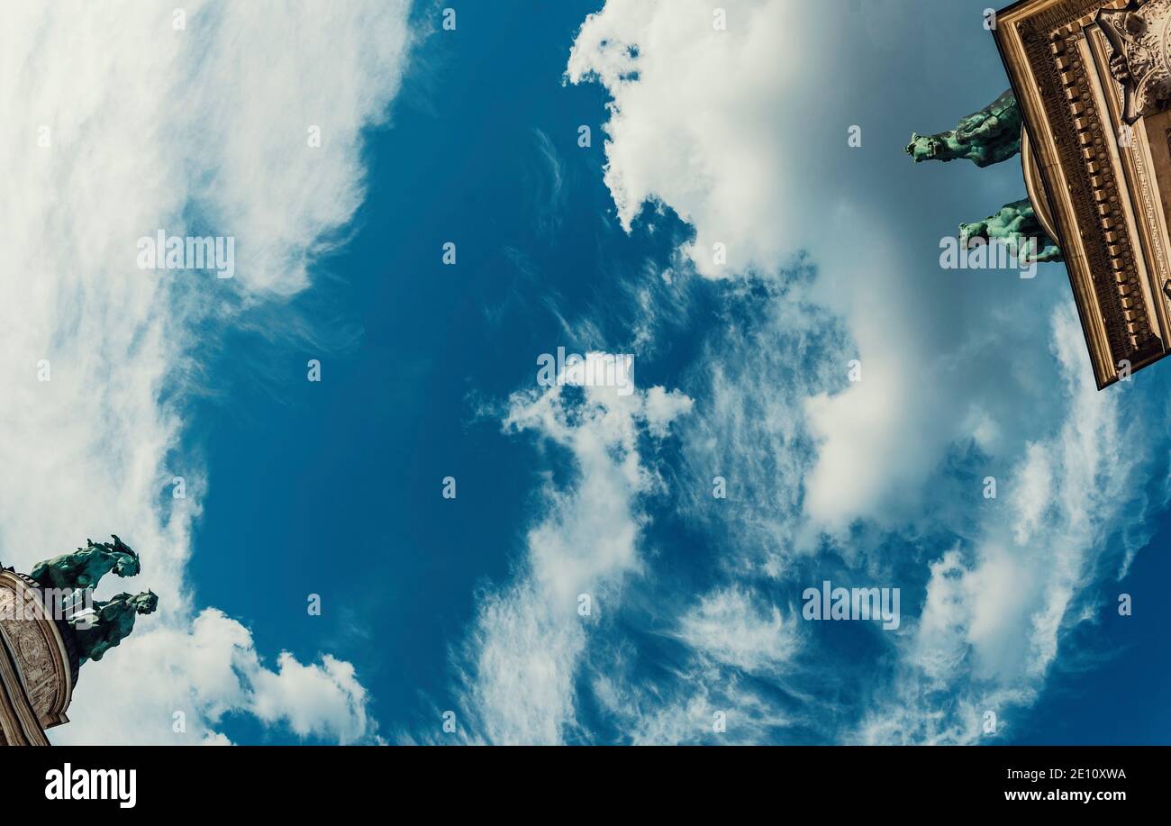 Symbolic sculpture of the Peace on the Hero Square Millennium Memorial in Budapest, Hungary ...
