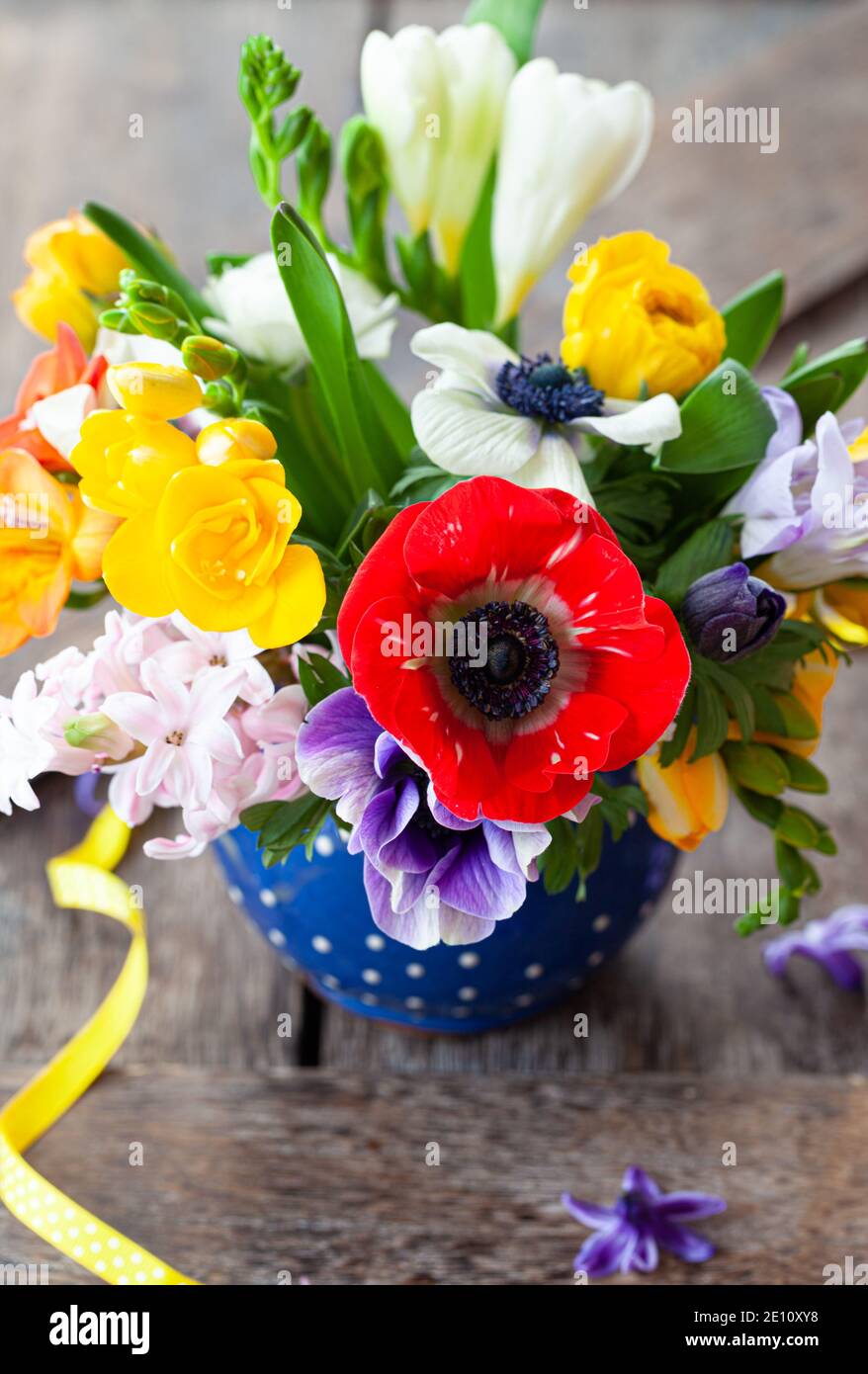 Bunch Of Colorful Spring Flowers Stock Photo - Alamy