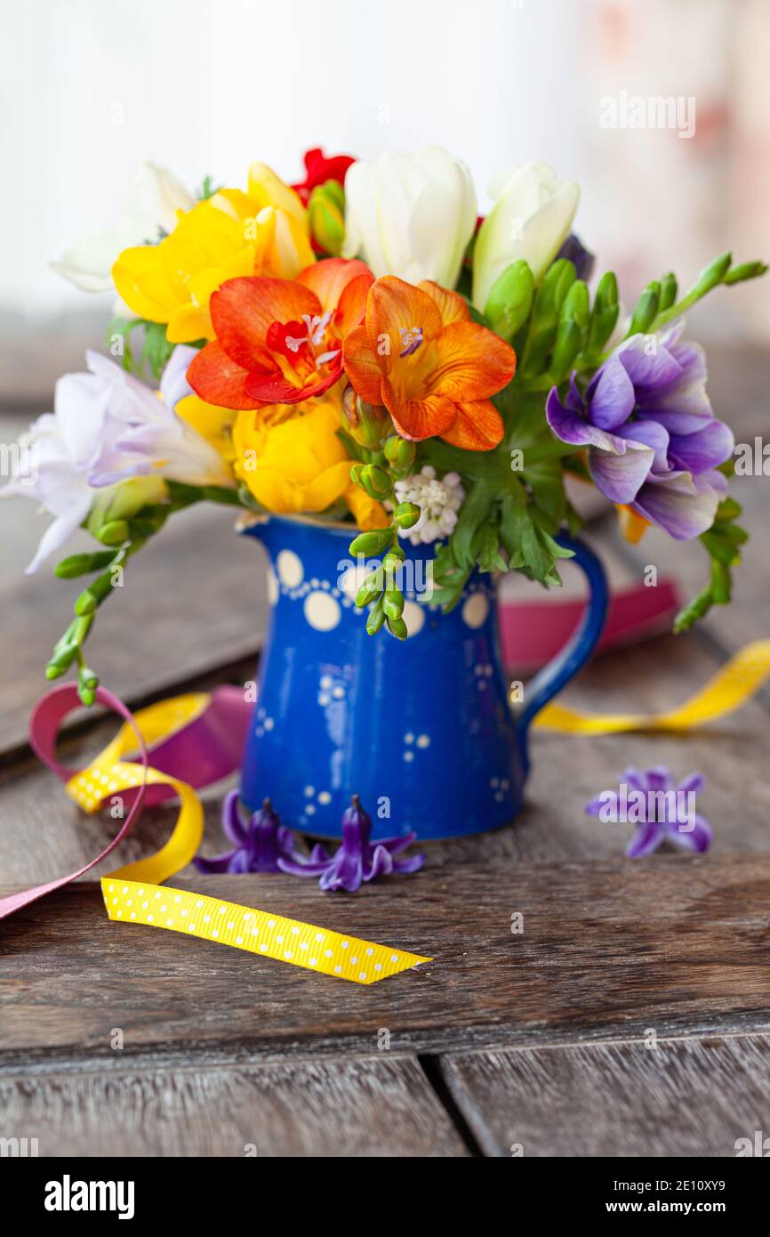 Bunch Of Colorful Spring Flowers Stock Photo - Alamy