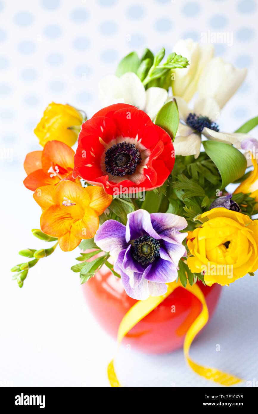 Bunch Of Colorful Spring Flowers Stock Photo - Alamy