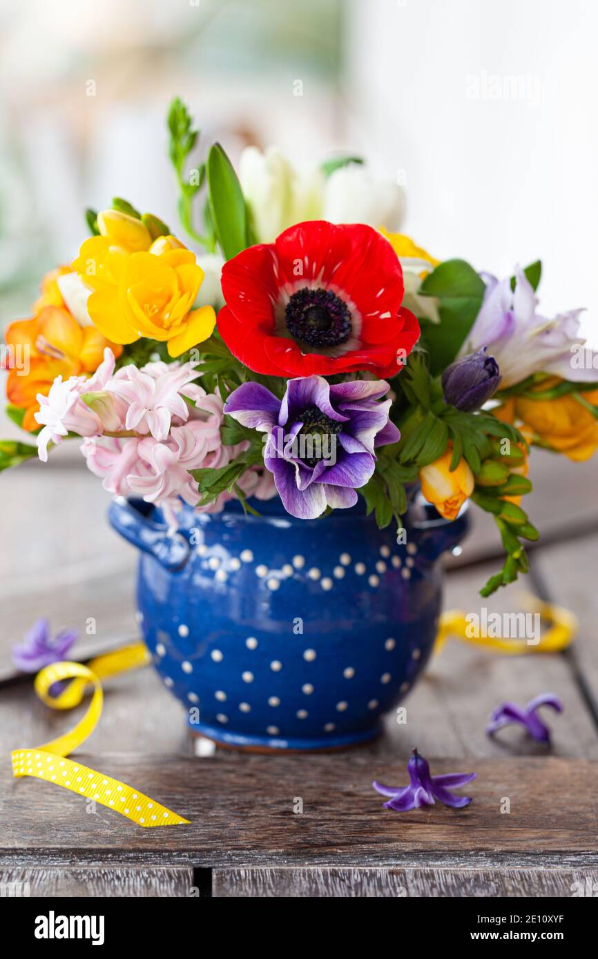 Bunch Of Colorful Spring Flowers Stock Photo - Alamy
