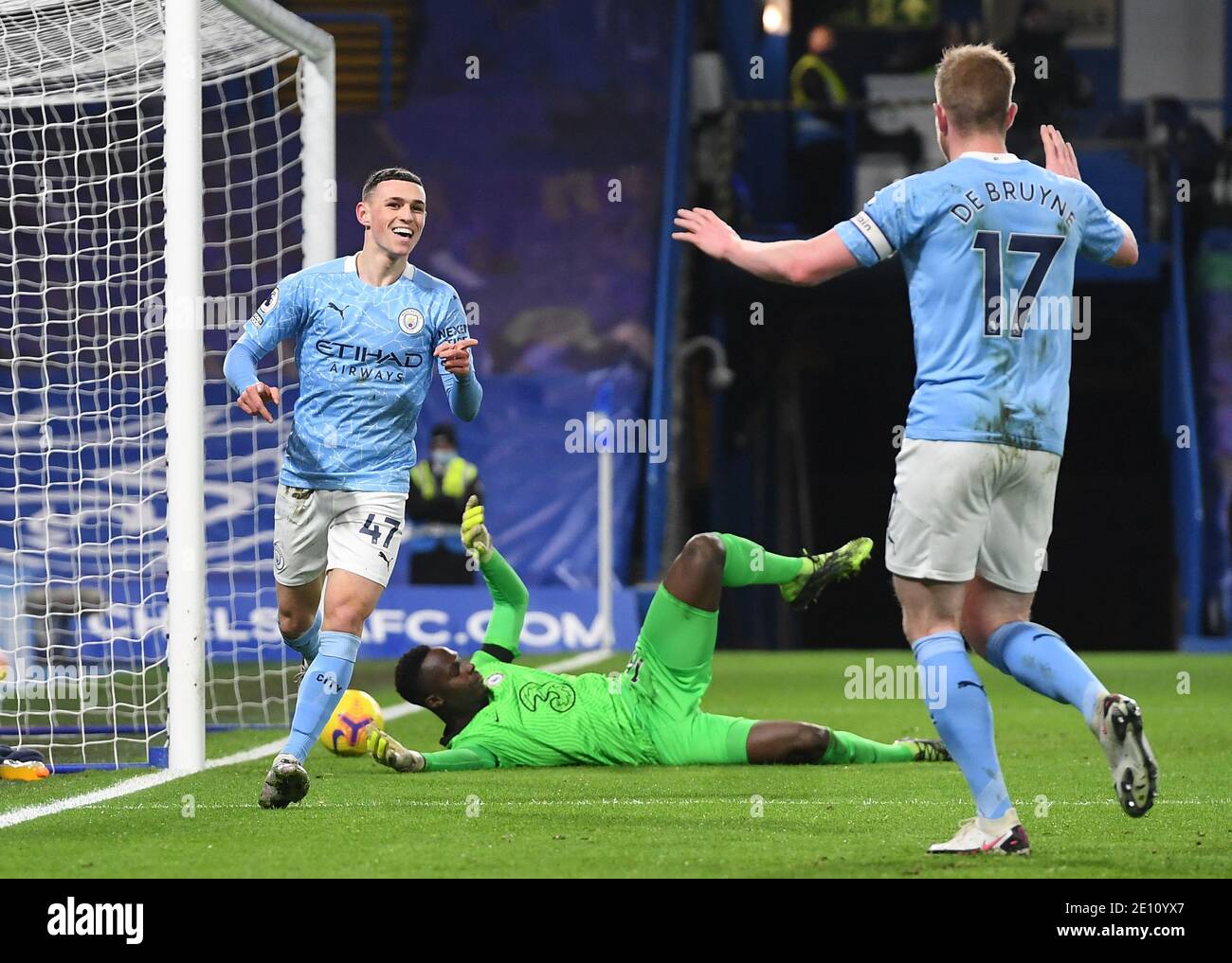 Manchester City's Phil Foden celebrates scoring his side's second goal ...