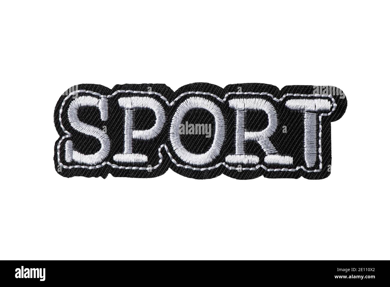 SPORT lettering embroidered patch isolated on white background Stock ...
