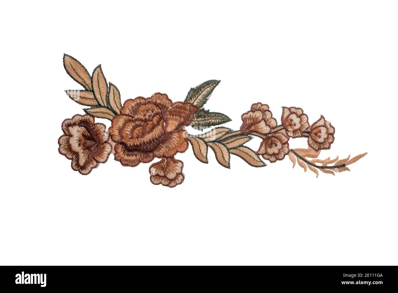Embroidered flowers isolated on white background Stock Photo - Alamy