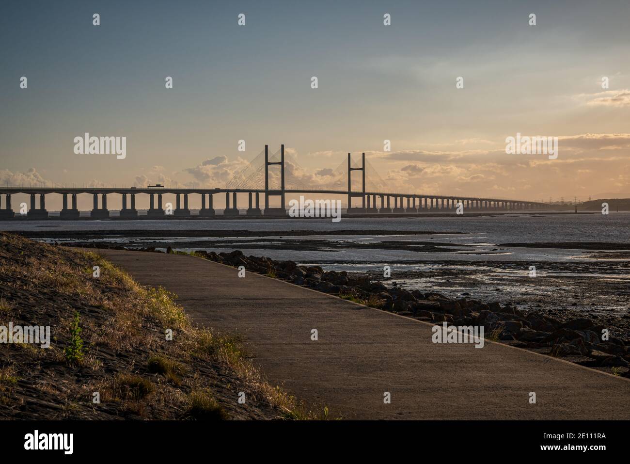 Golden Hour at the The Prince of Wales Bridge and the River Severn ...