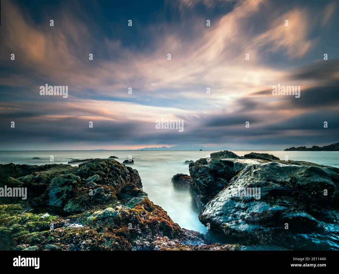 Dangerous Rocks And Motion Blurred Water In The Coast Of The Straight ...