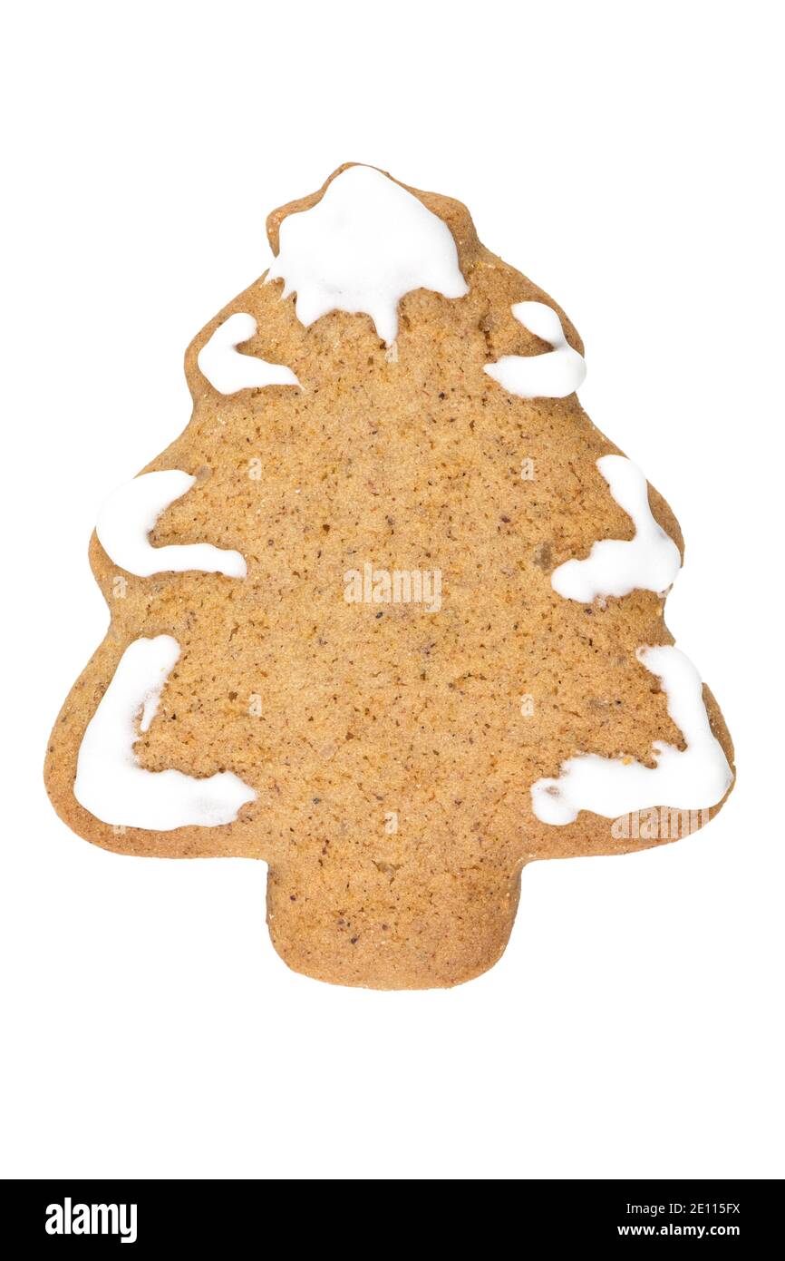 Gingerbread cookie in tree shape isolated on white background Stock ...