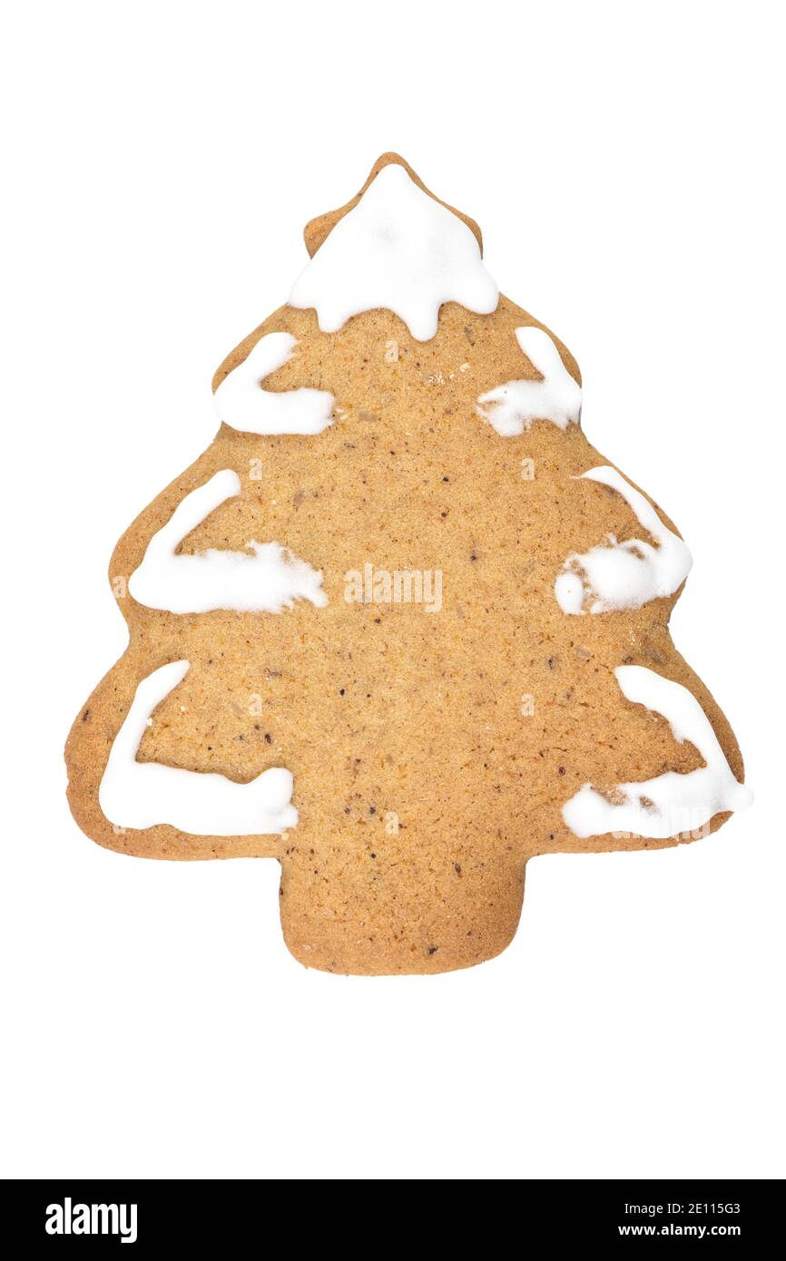 Gingerbread cookie in tree shape isolated on white background Stock ...