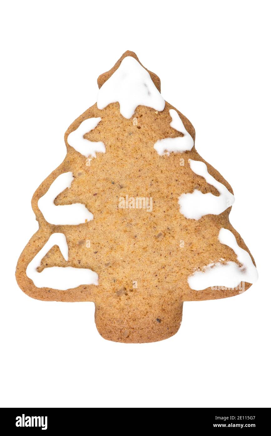 Gingerbread cookie in tree shape isolated on white background Stock ...