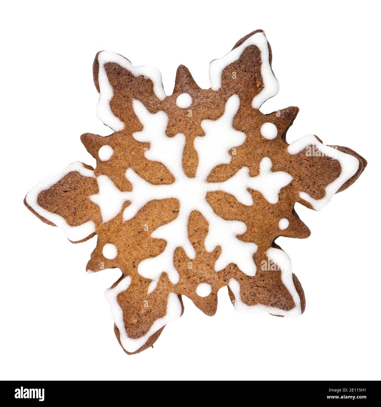 Gingerbread cookie in snowflake shape isolated on white background ...