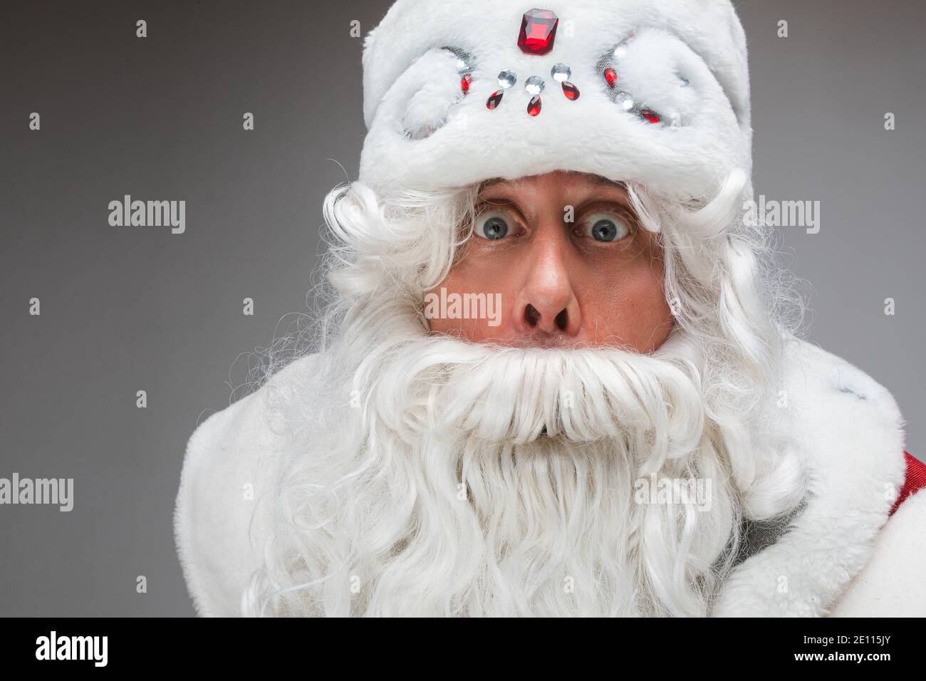 Santa making surprised face Stock Photo - Alamy