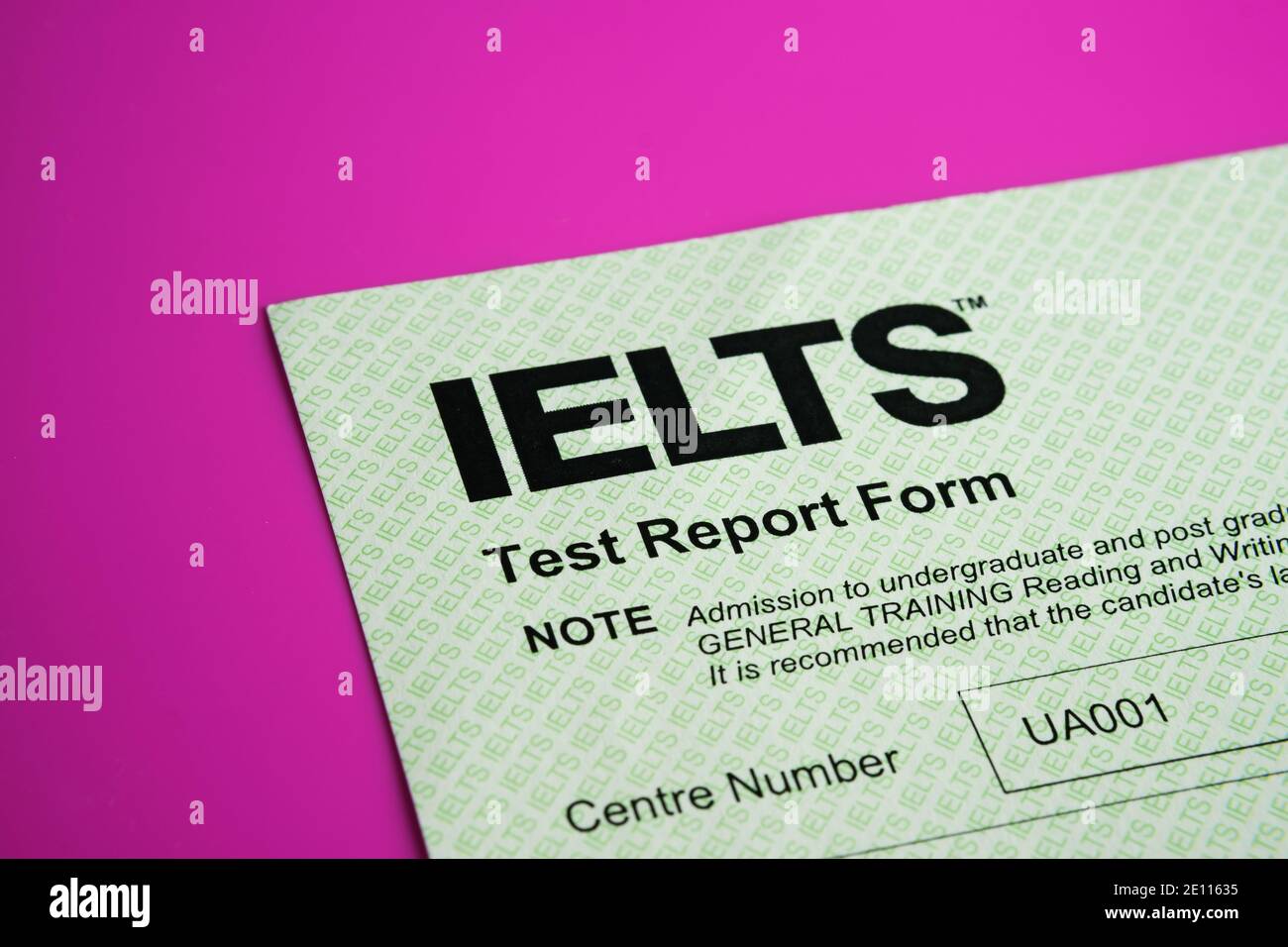 Stafford, United Kingdom - January 3 2021: Authentic IELTS test report ...
