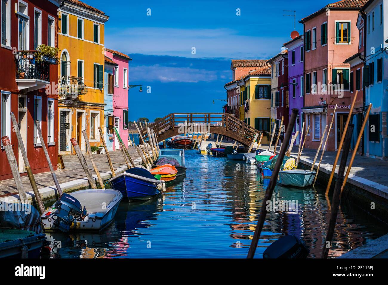 Colorful Houses At A Canal With Boats On The Fishing Island Burano In The Lagoon Of Venice Stock ...