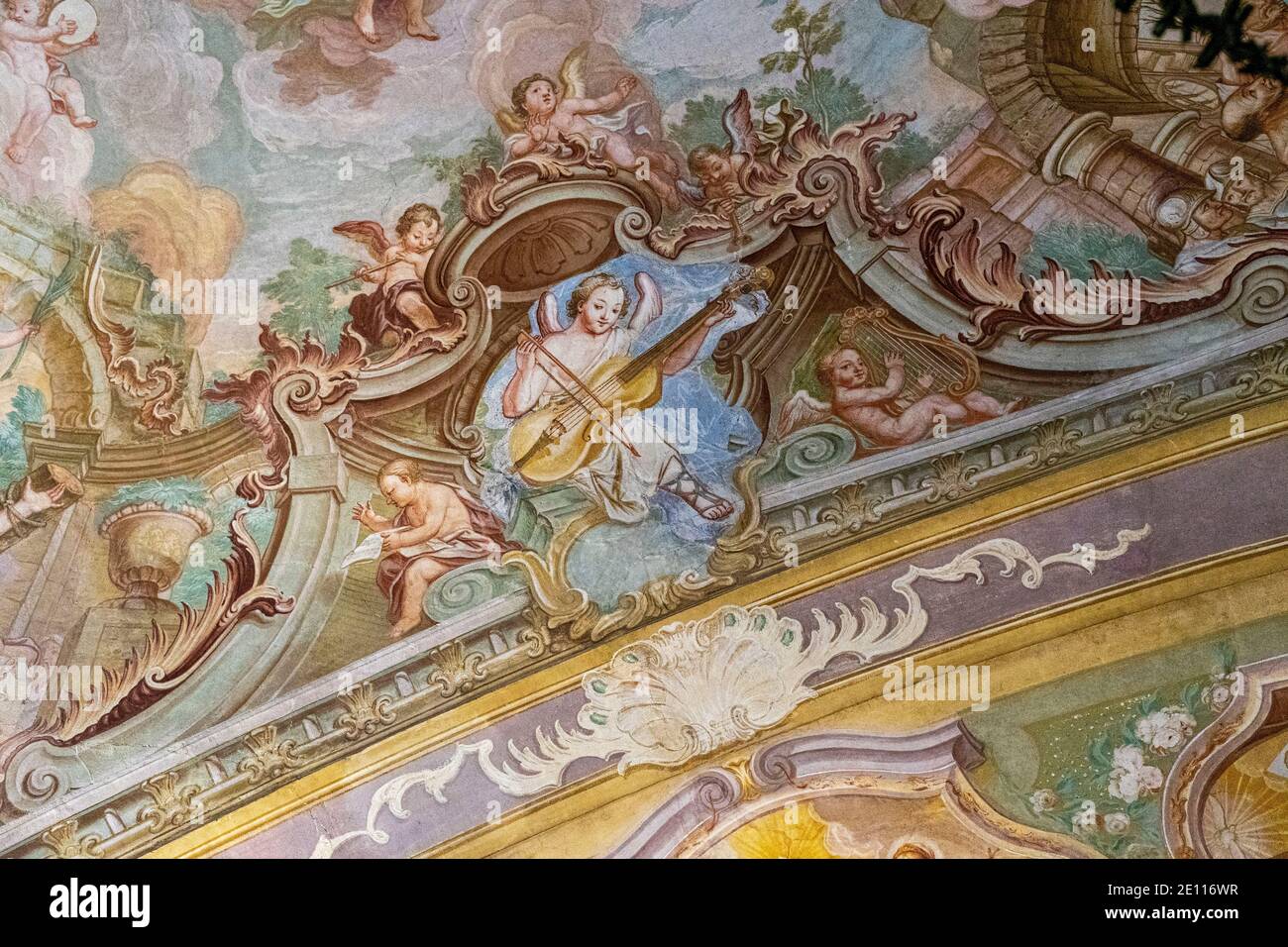 Little village Catholic church painted in classical baroque style Stock ...