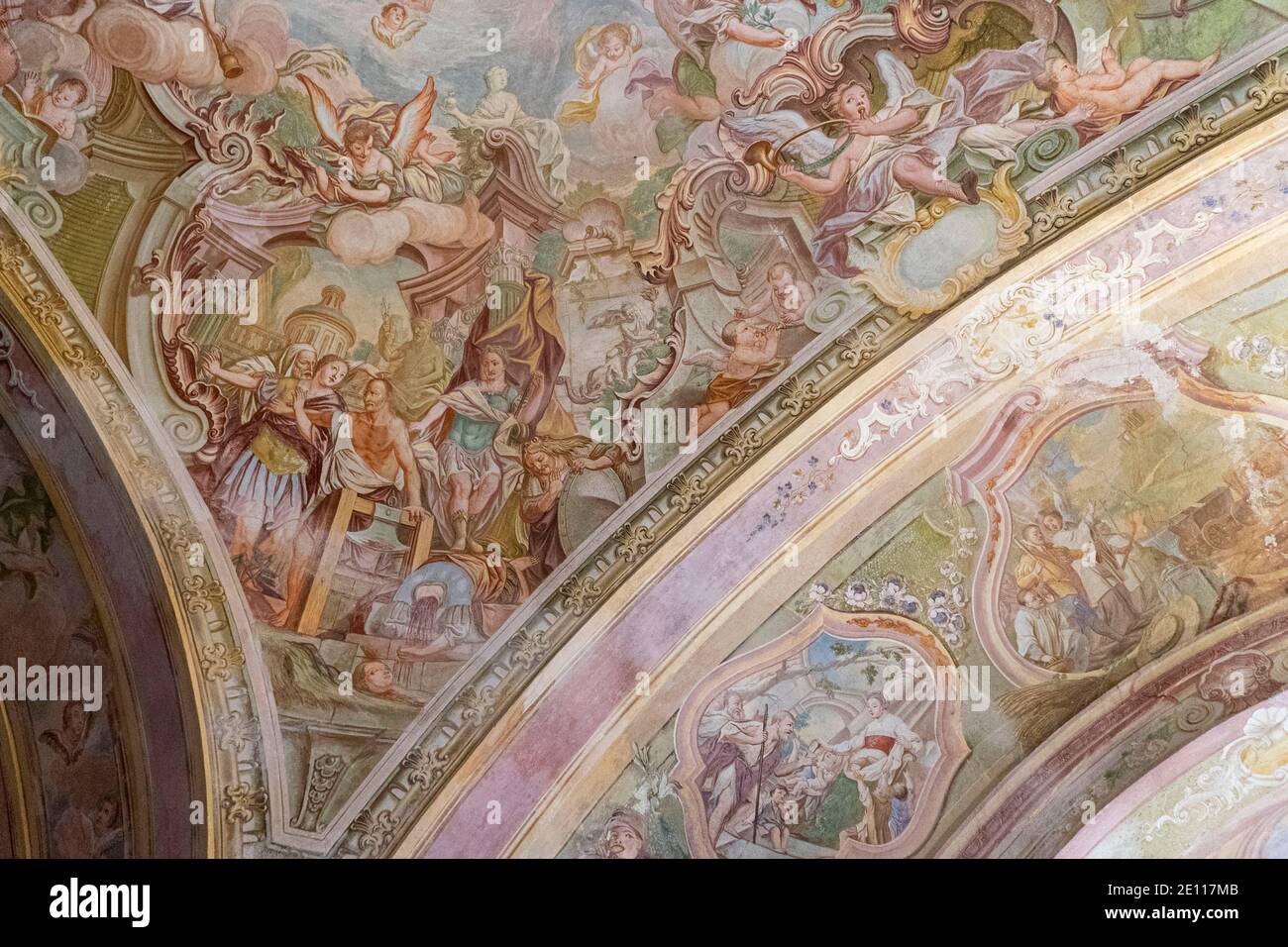 Little village Catholic church painted in classical baroque style Stock ...