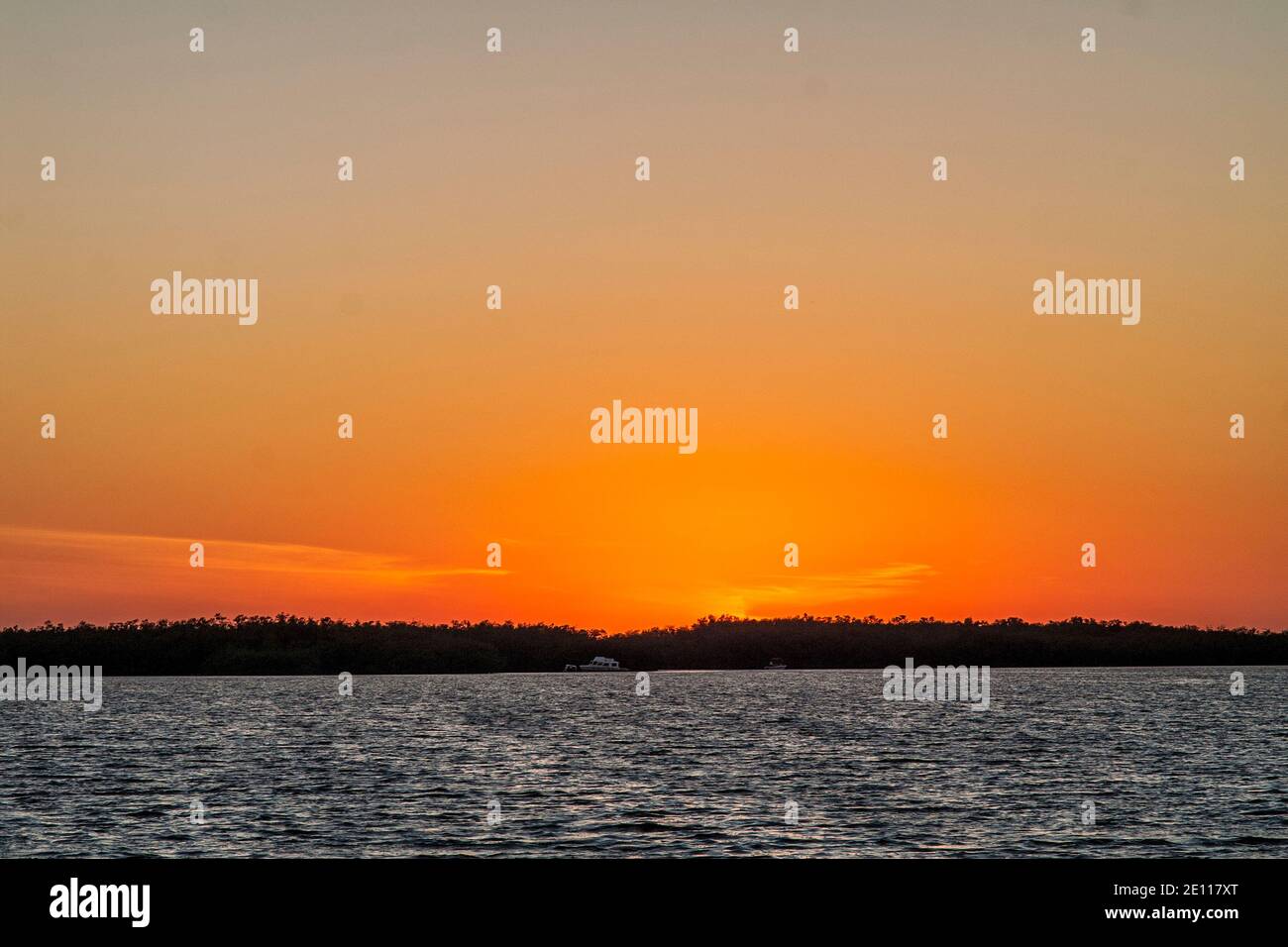 Sunset over the Gulf of Mexico at Key Largo on the Florida Keys Stock ...