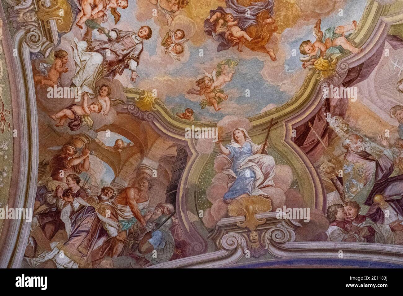 Little village Catholic church painted in classical baroque style Stock ...