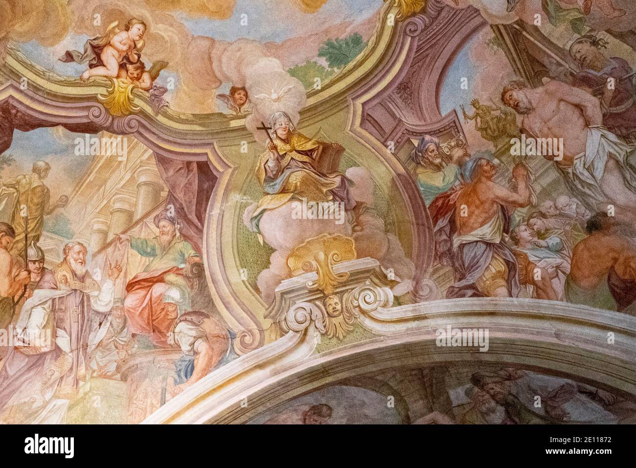 Little village Catholic church painted in classical baroque style Stock ...