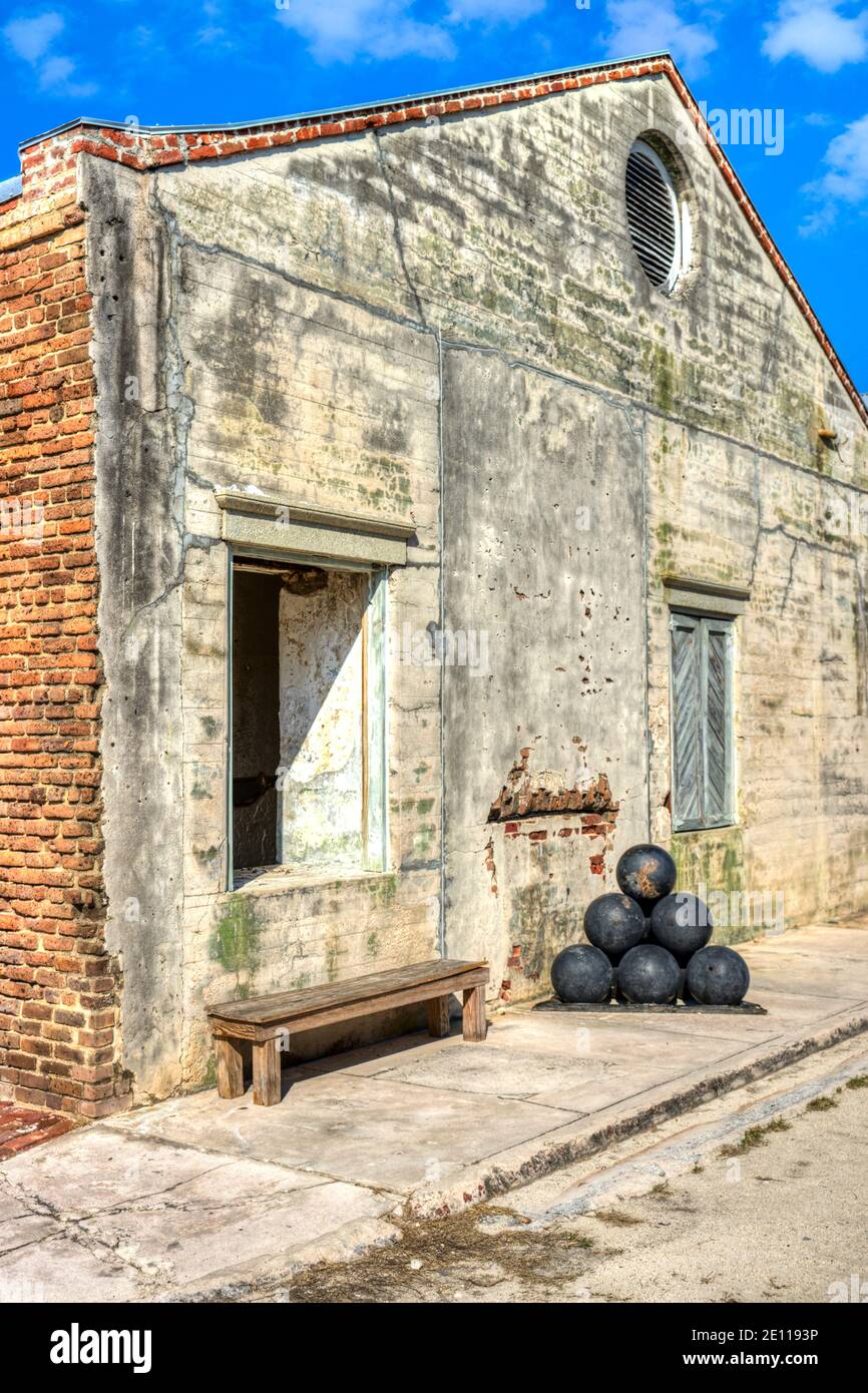 The red brick barracks inside the Civil War Fort Zachary Taylor in Key ...