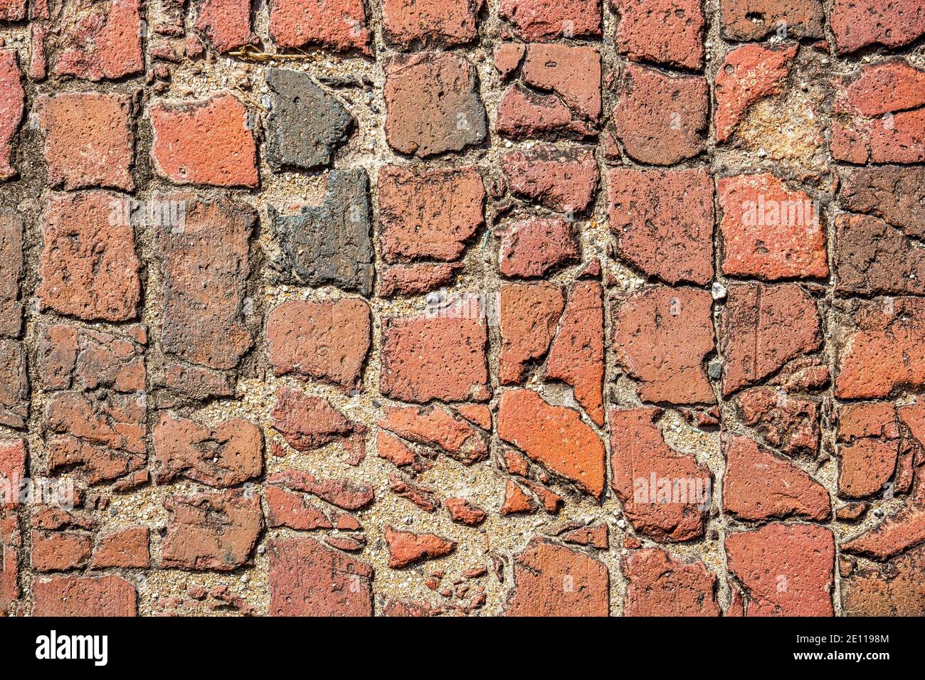 Detail of a fragmented brick wall in the Civil War Fort Zachary Taylor ...