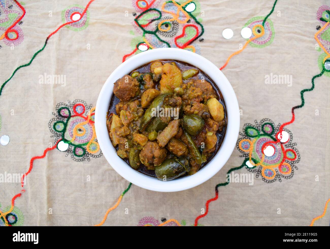 Top view of Undhiyu a Gujarati traditional winter season festival ...