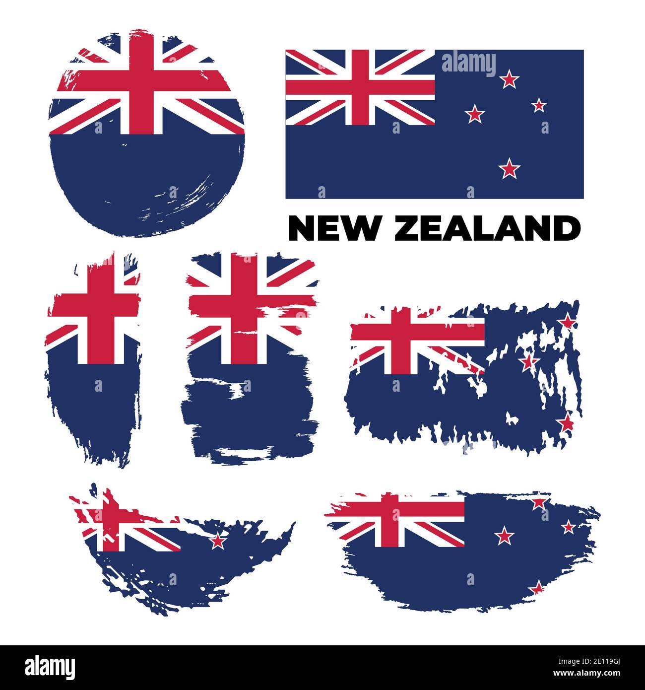 Flag of New Zealand with brush strokes effect, New Zealand Flag ...