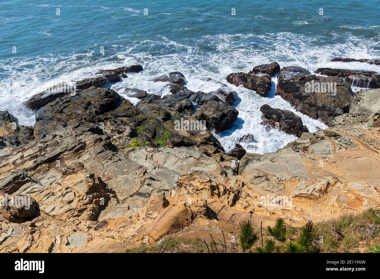 Rock formations on the Pacific coast at Cape Sebastian State Park in ...