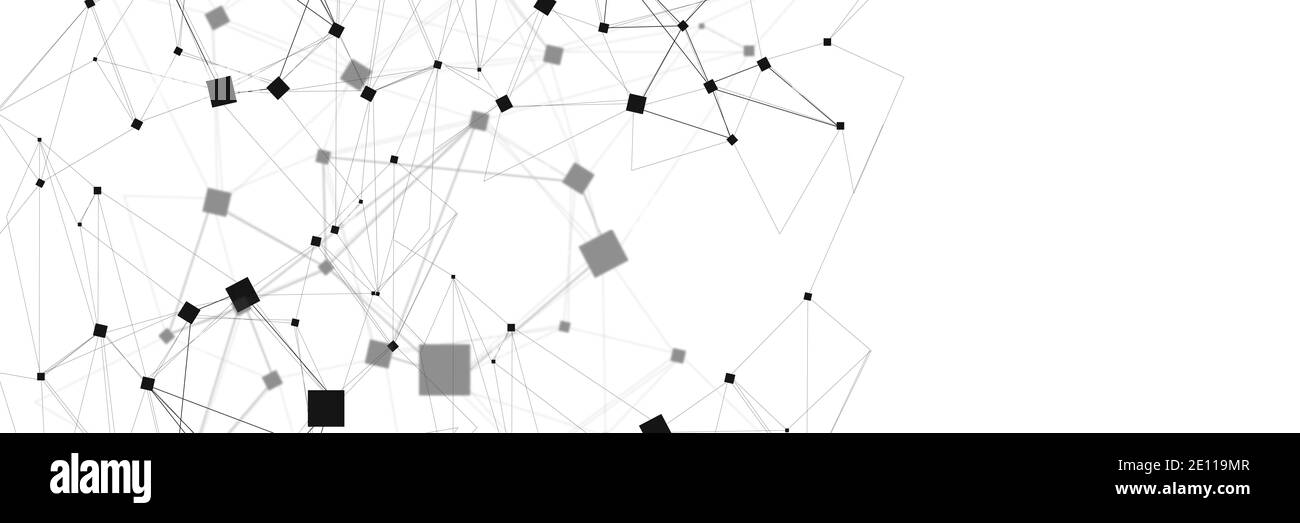 Polygonal science background connecting Black and White Stock Photos ...