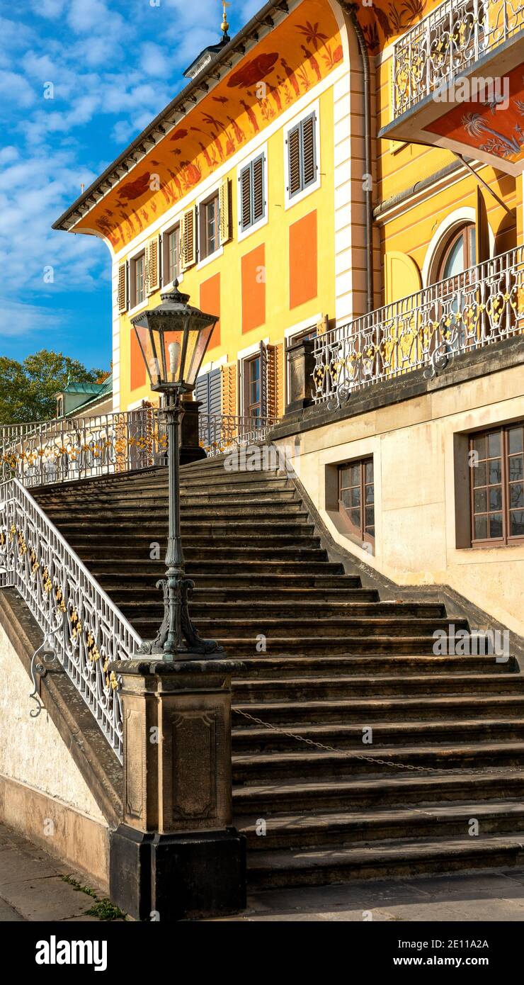 Stairs With A Lantern Stock Photo - Alamy