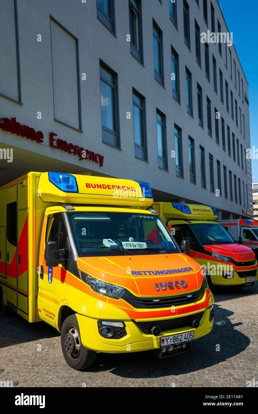 Ambulances Of The German Federal Armed Forces Are At The Hospital In ...