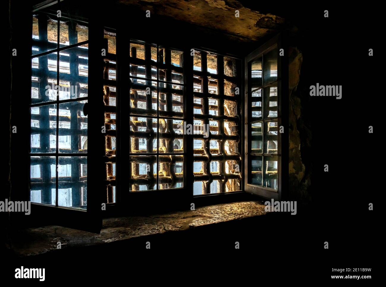 Barred Window In A Medieval Dungeon, Italy Stock Photo - Alamy