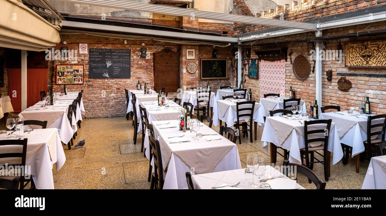 Typical Venetian Restaurant In A Small Living Area, Venice, Italy Stock ...