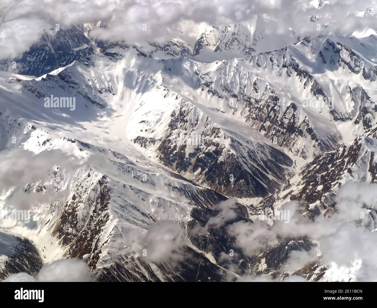 Aerial view of the italian alps seen from an airplane Stock Photo - Alamy