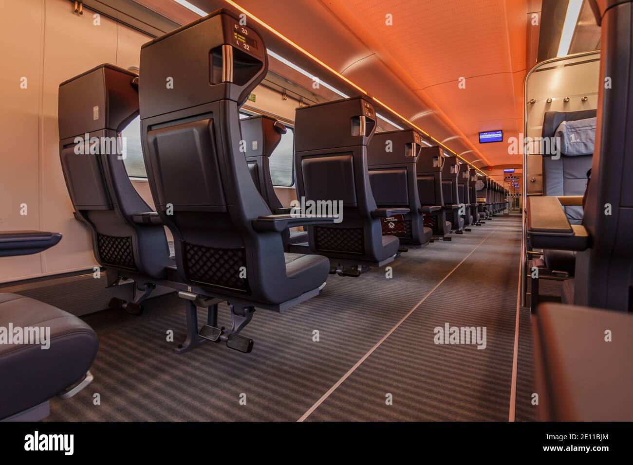 Train compartment in a first class train from german railway. without ...