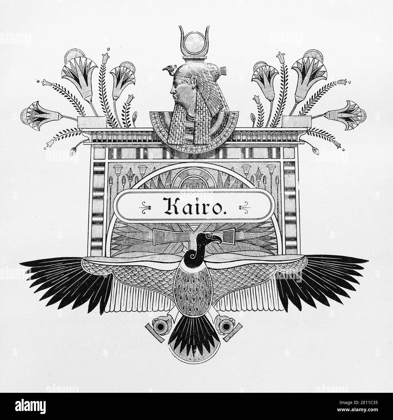 Pictographic design for the capital Kairo, Egypt, illustration from ...