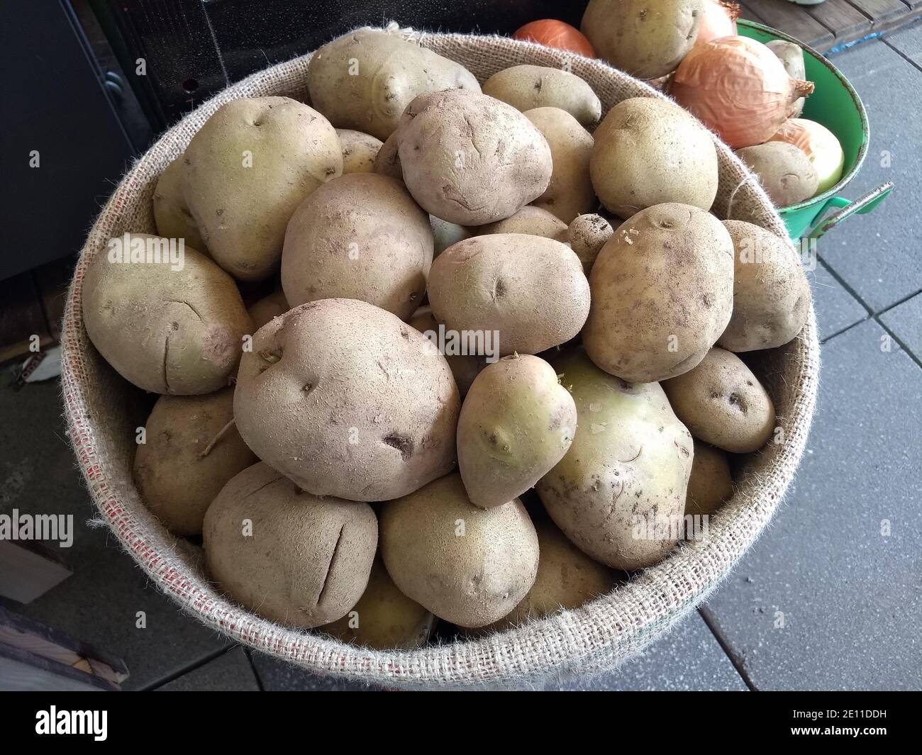 A lot of organic raw potatoes, food economy and vegetable prices in the ...