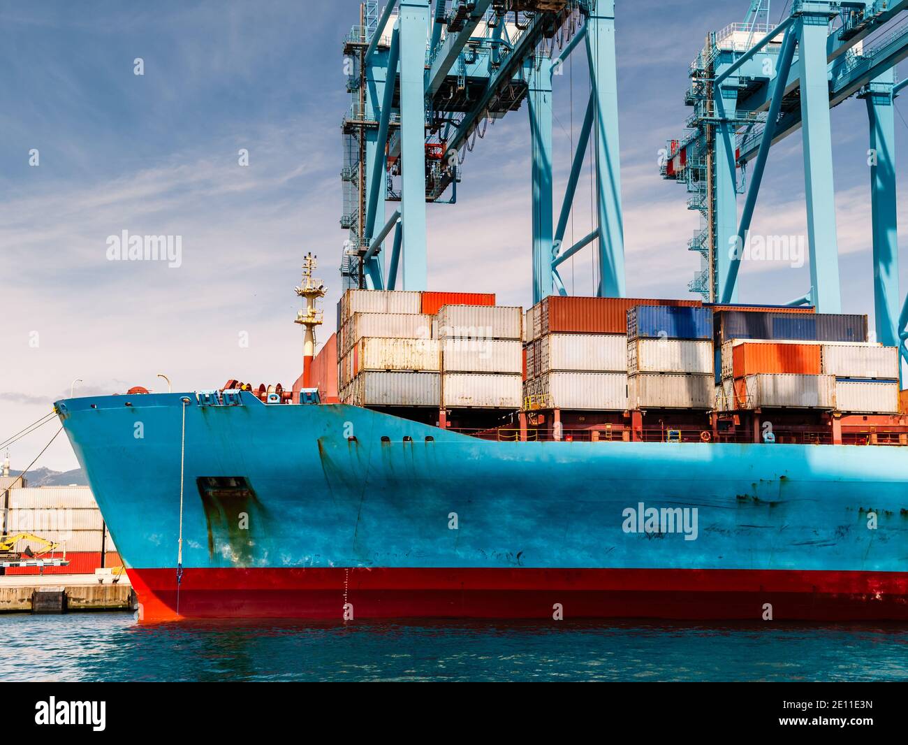 Container Ship In The Habour Loading And Unloading Containers Stock ...