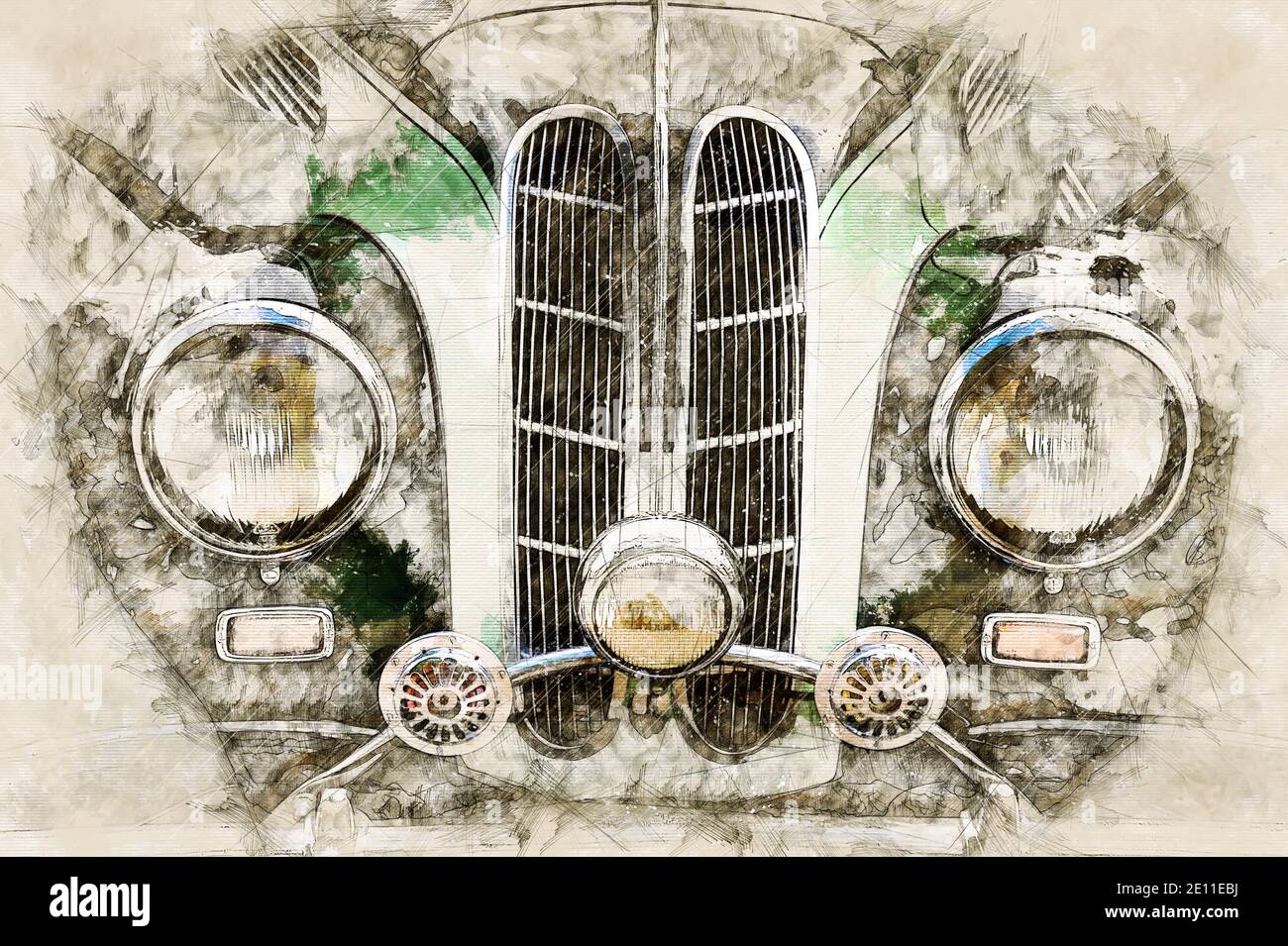 Pencil sketch of old car hi-res stock photography and images - Alamy