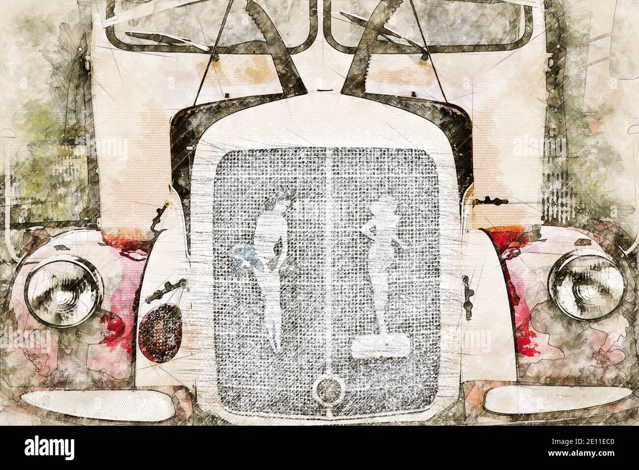 Pencil sketch of old car hi-res stock photography and images - Alamy