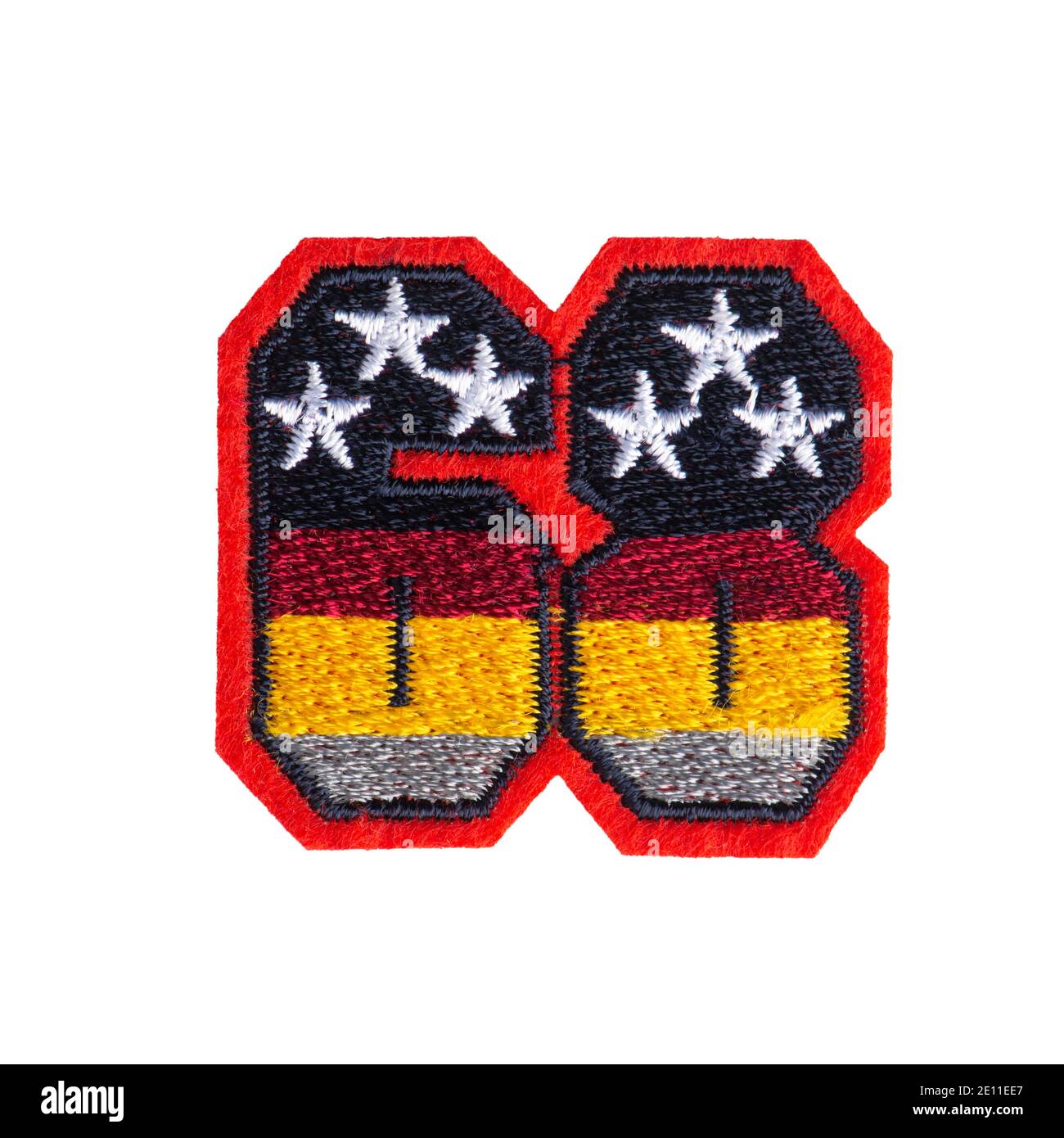 Embroidered number 68 with stars patch isolated on white background ...