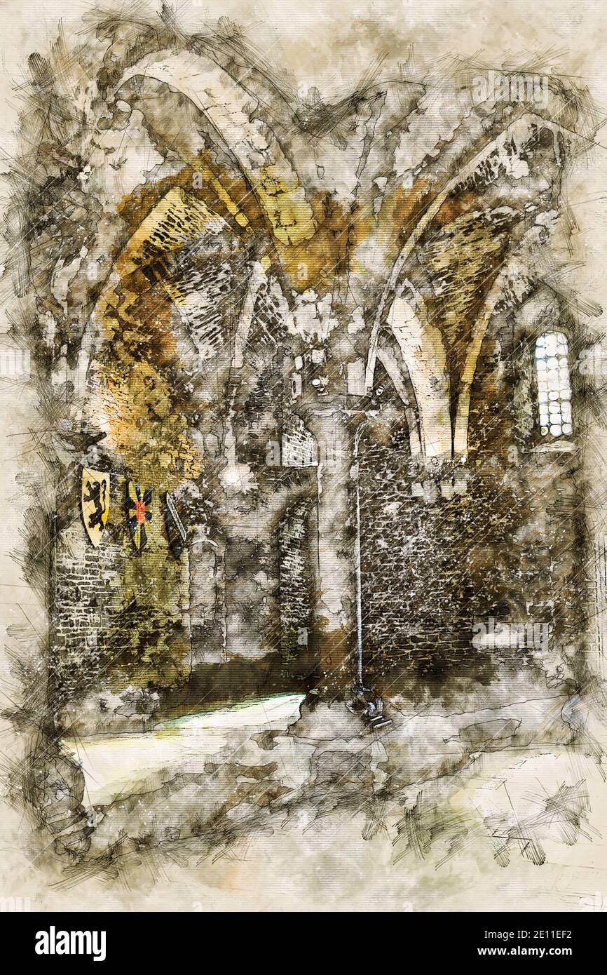 Digital Artistic Sketch Of A Vault Stock Photo - Alamy