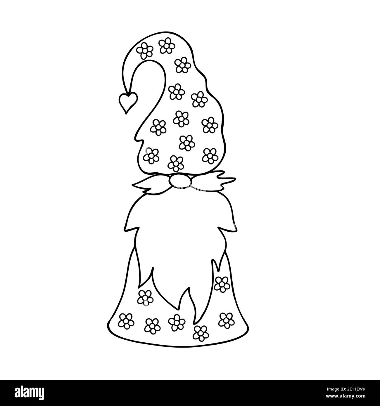 Cute outline gnome little fancy creature for St Valentine simple ...