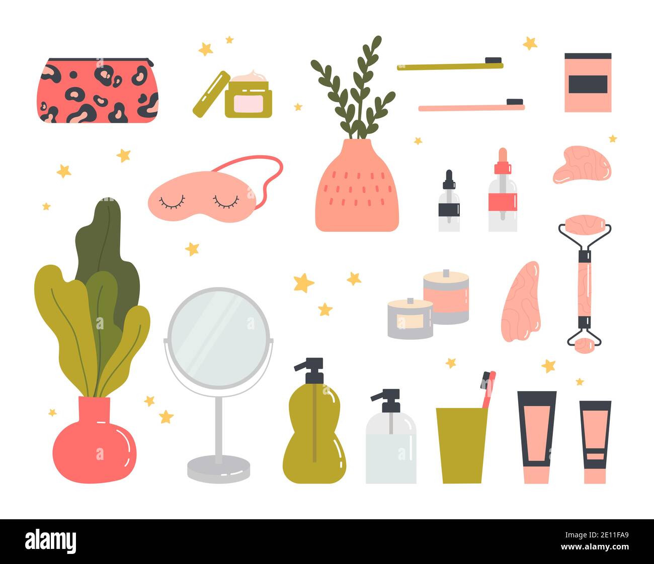 Face and body skin care concept. Beauty routine Stock Vector Image ...