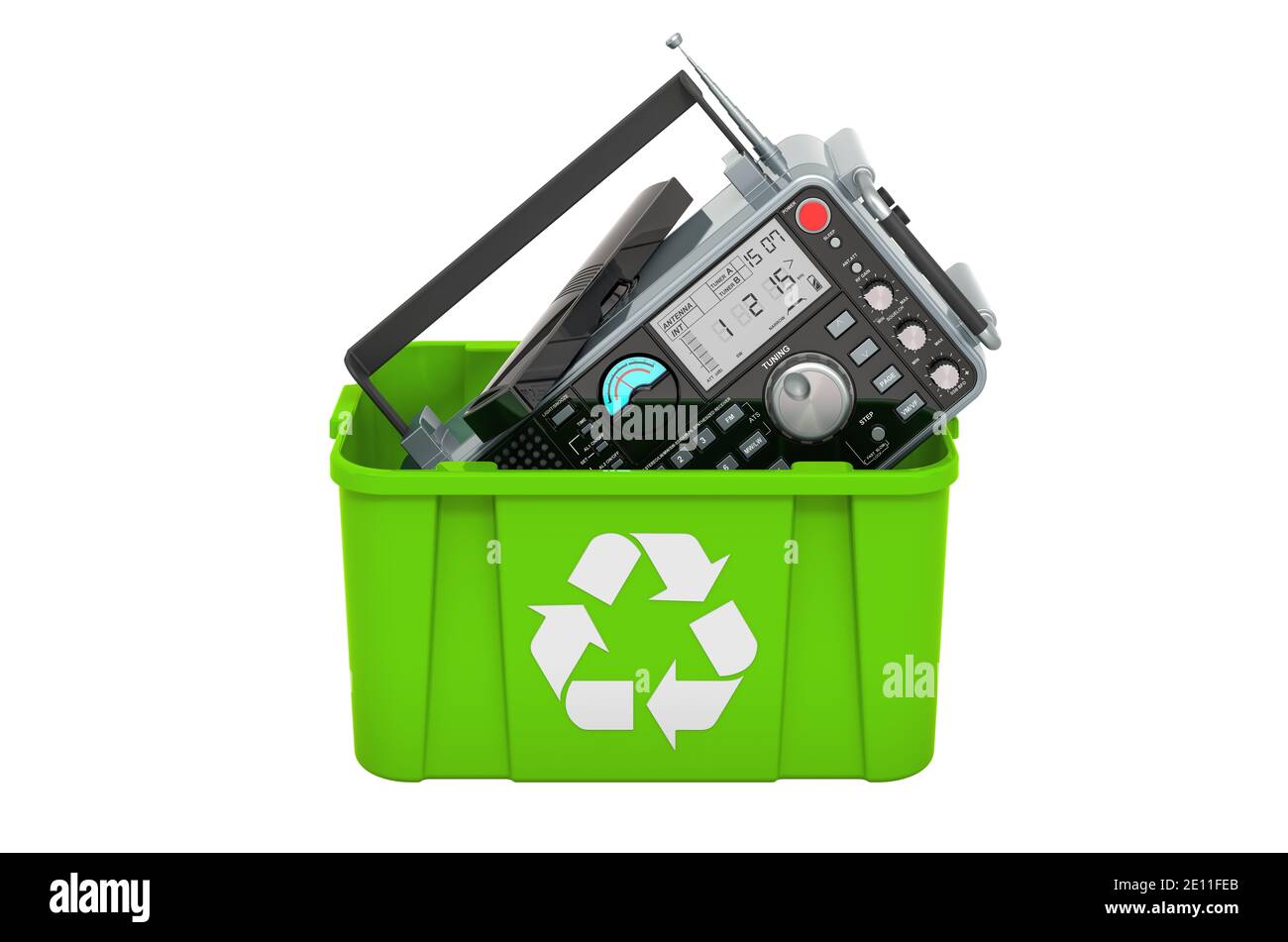 Recycling trashcan with digital receiver, 3D rendering isolated on ...