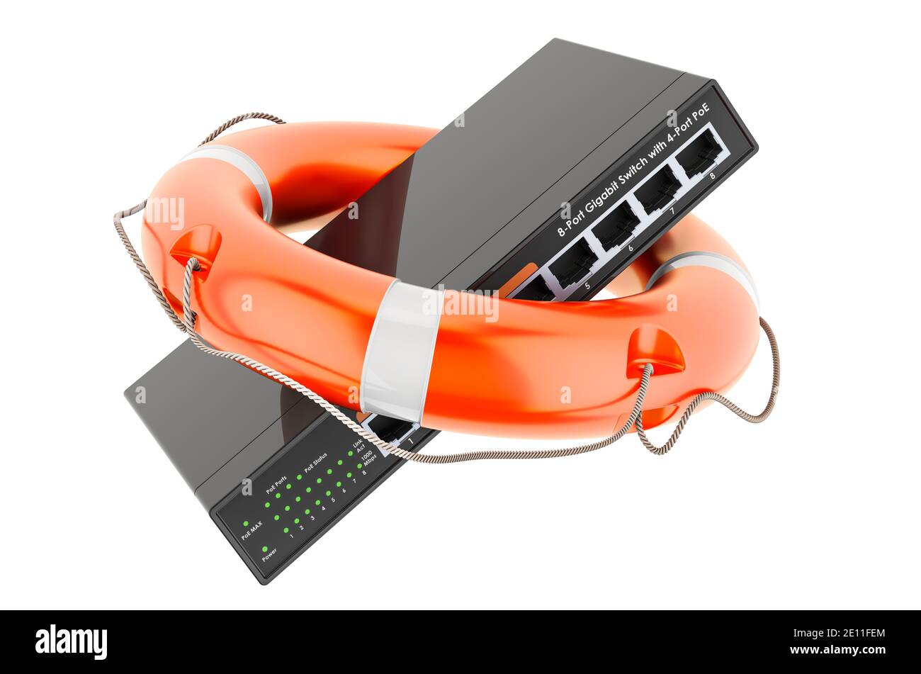 Repair and service of network switch, 3D rendering isolated on white ...