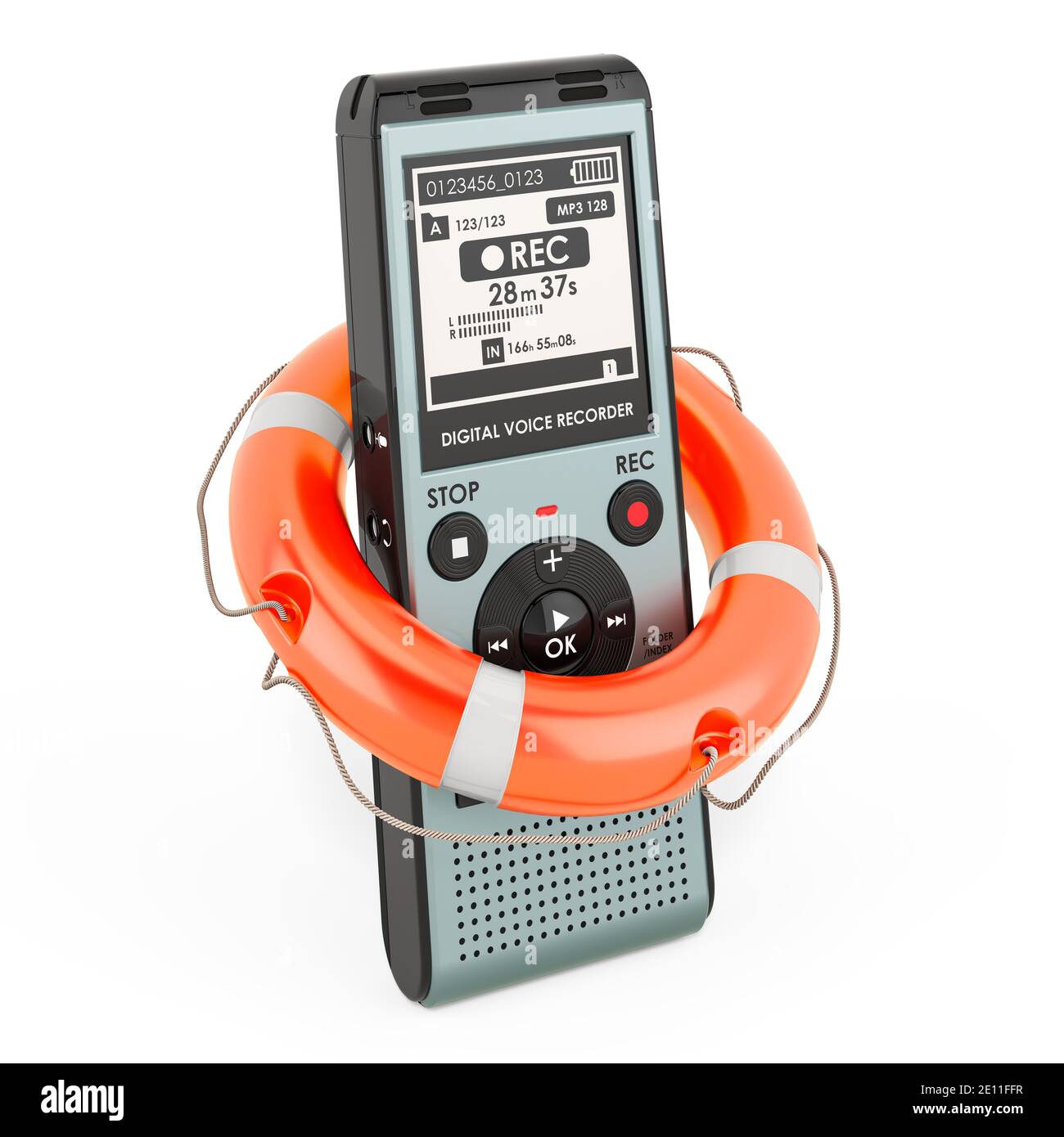 Repair and service of digital voice recorder, 3D rendering isolated on ...