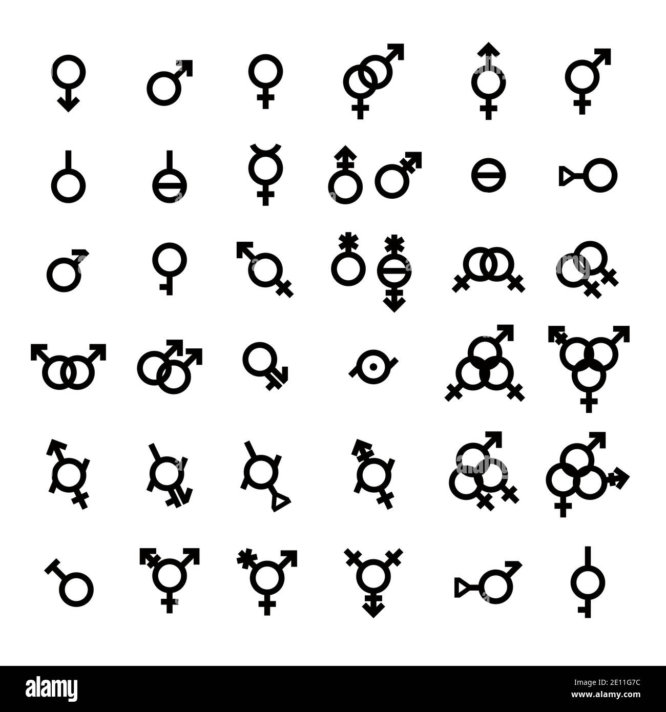 Vector Gender symbol set. Sexual human identity illustration. Bigender ...